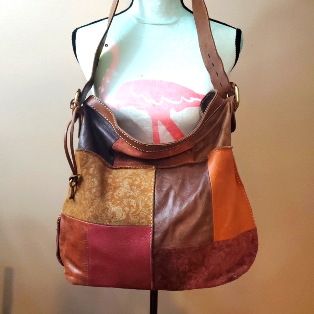 Fossil Gorgeous Vintage Leather Color Block Hobo - Gem